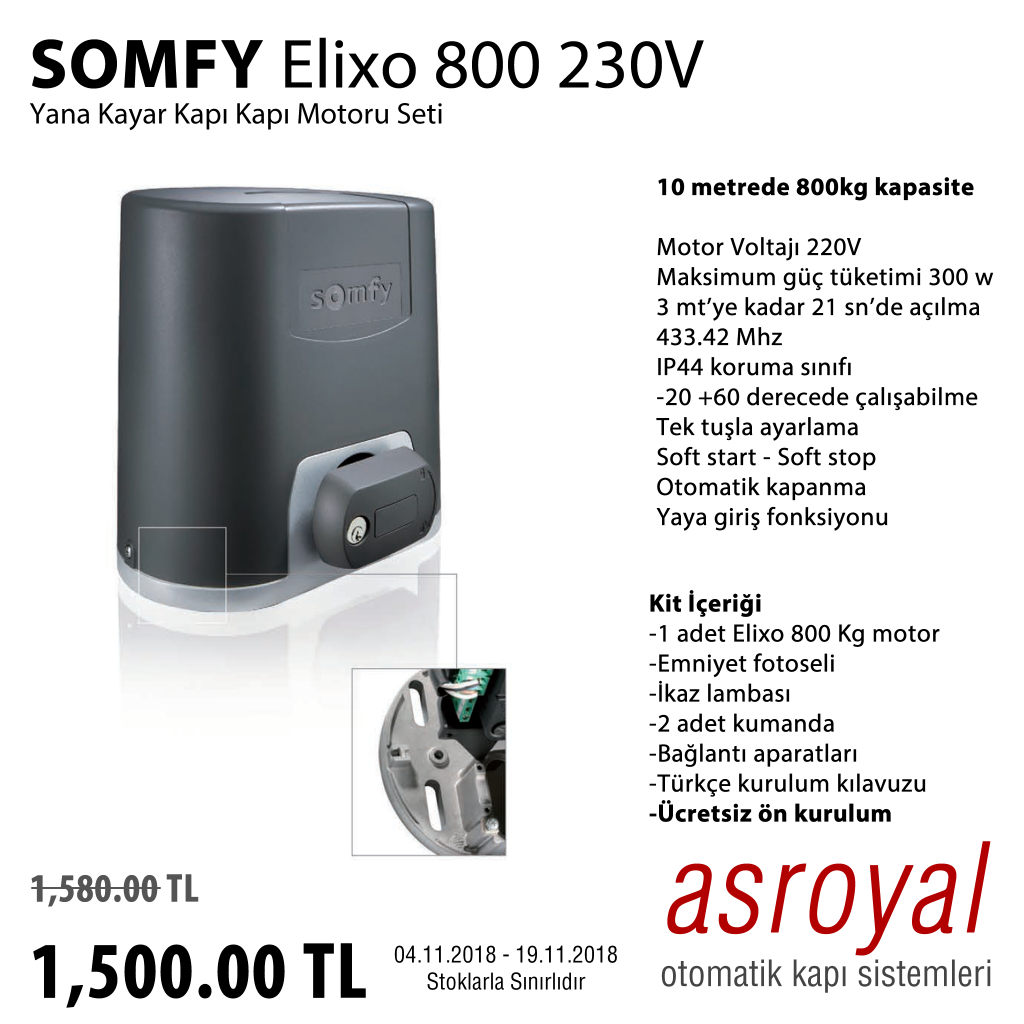 Kampanya: Somfy Elixo 800 Kit | Nota Otomasyon